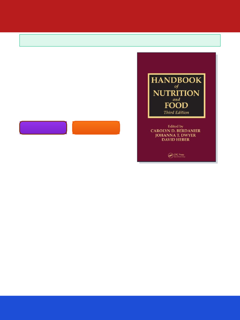 Handbook of Nutrition and Food Third Edition Carolyn D. Berdanier ...