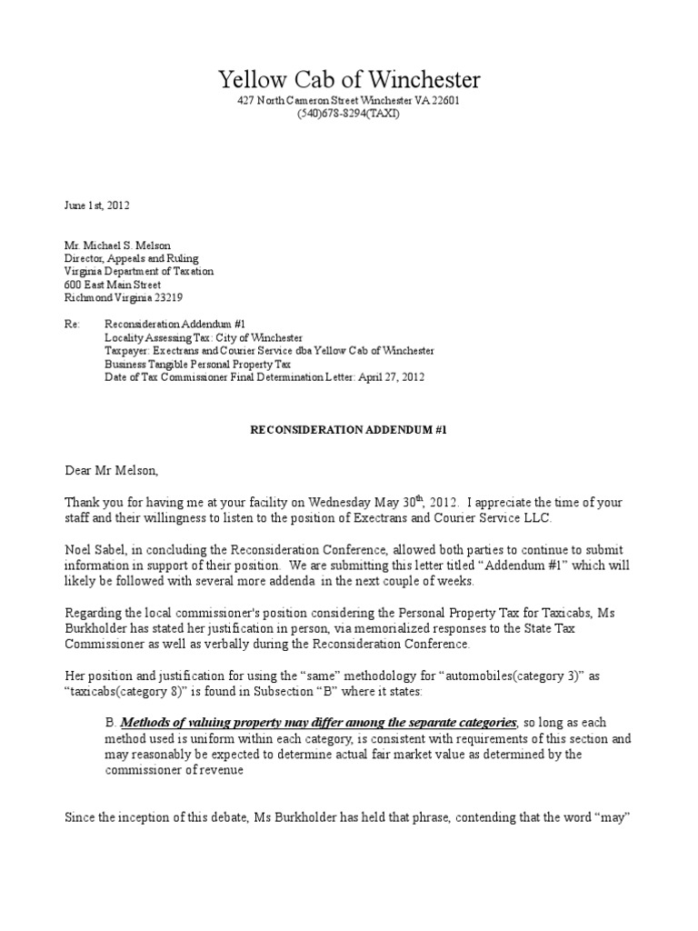 Addendum 1 | PDF | Taxicab | Market Value