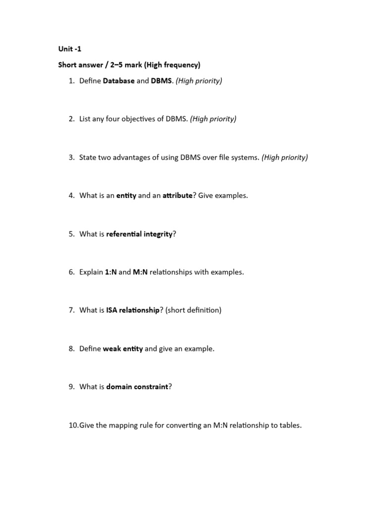 RDBMS Important Questions | PDF | Pl/Sql | Sql