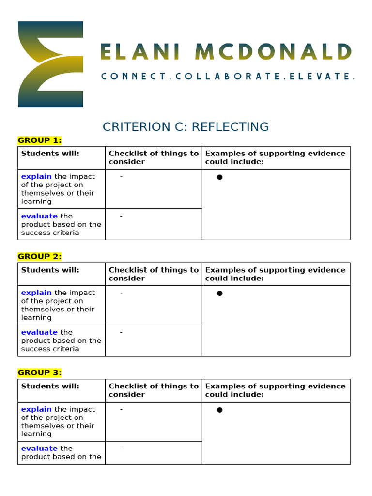 Criterion C Checklist | PDF
