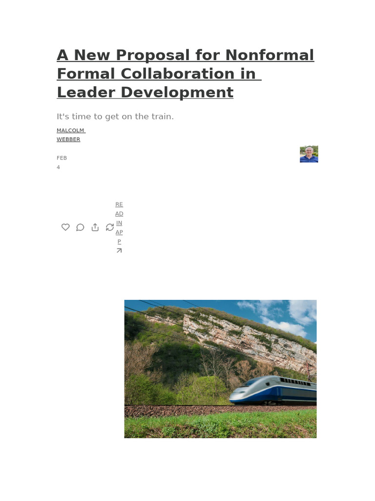 A New Proposal For Nonformal Formal Collaboration in Leader Development ...