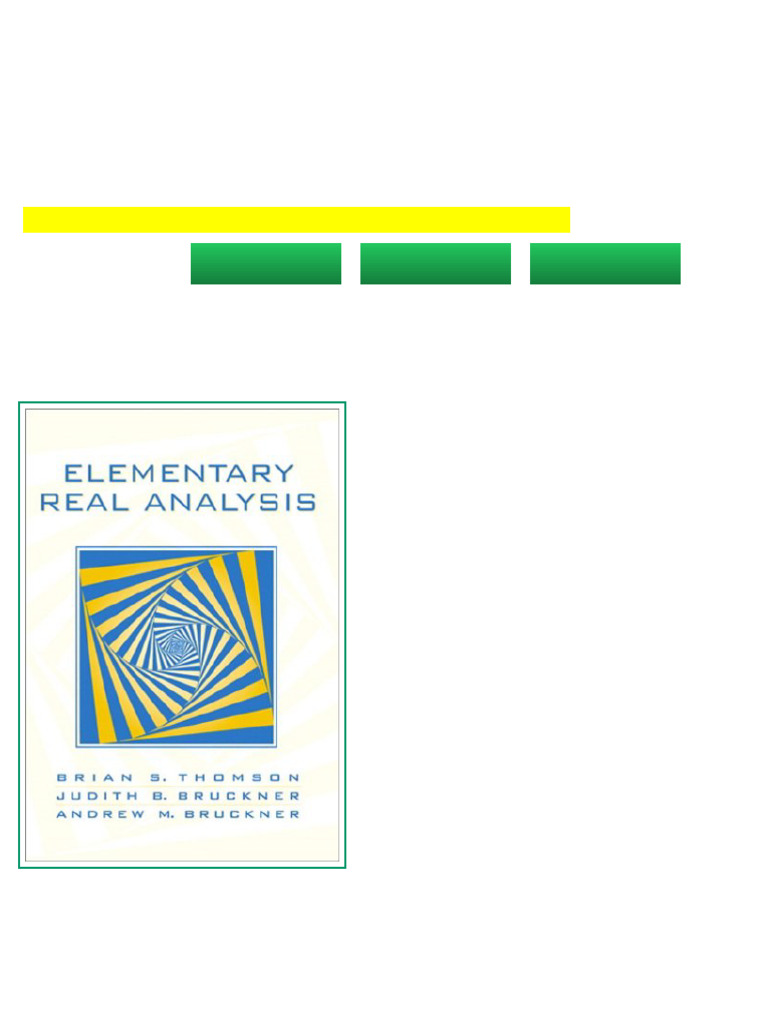 Elementary Real Analysis 1st Edition Brian S. Thomson: Mirror Link ...