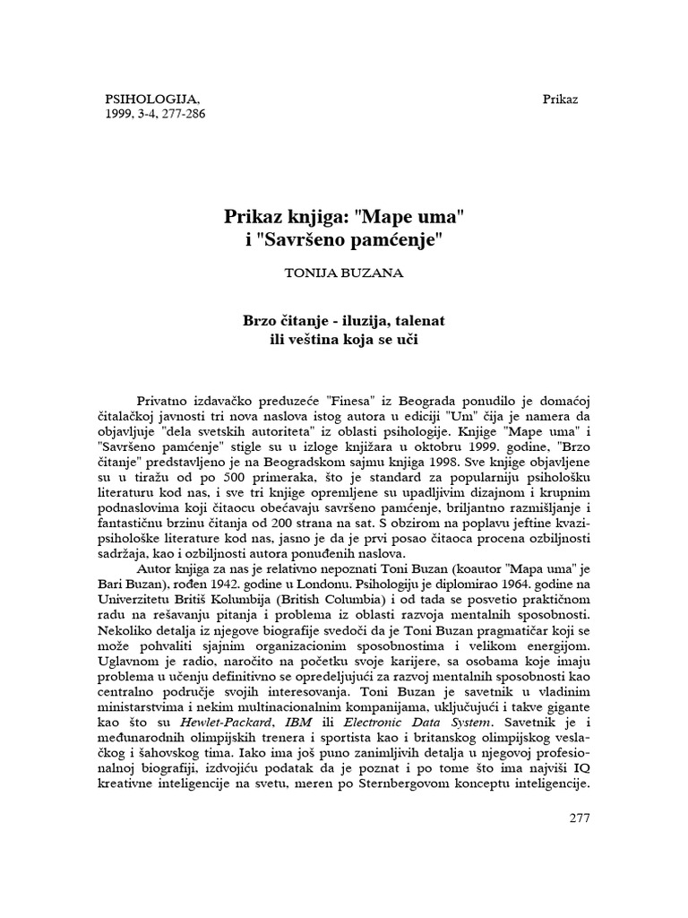 Prikaz Knjiga Mape Uma I Savrseno Pamcen | PDF
