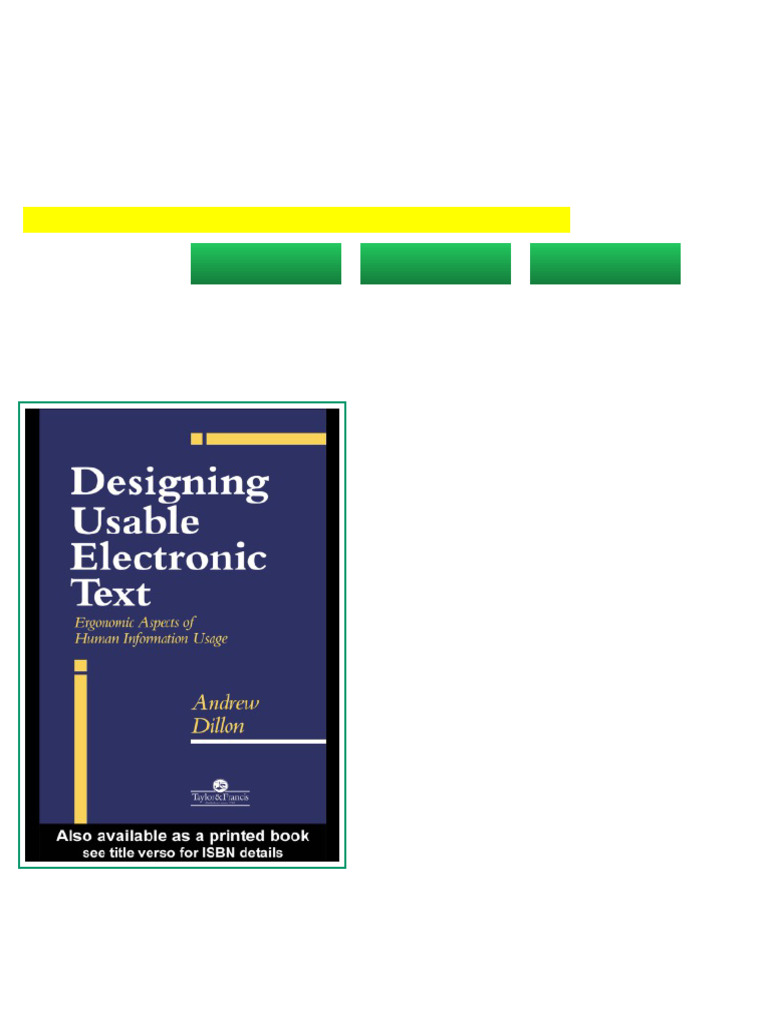 Designing Usable Electronic Text Ergonomic Aspects of Human Information ...