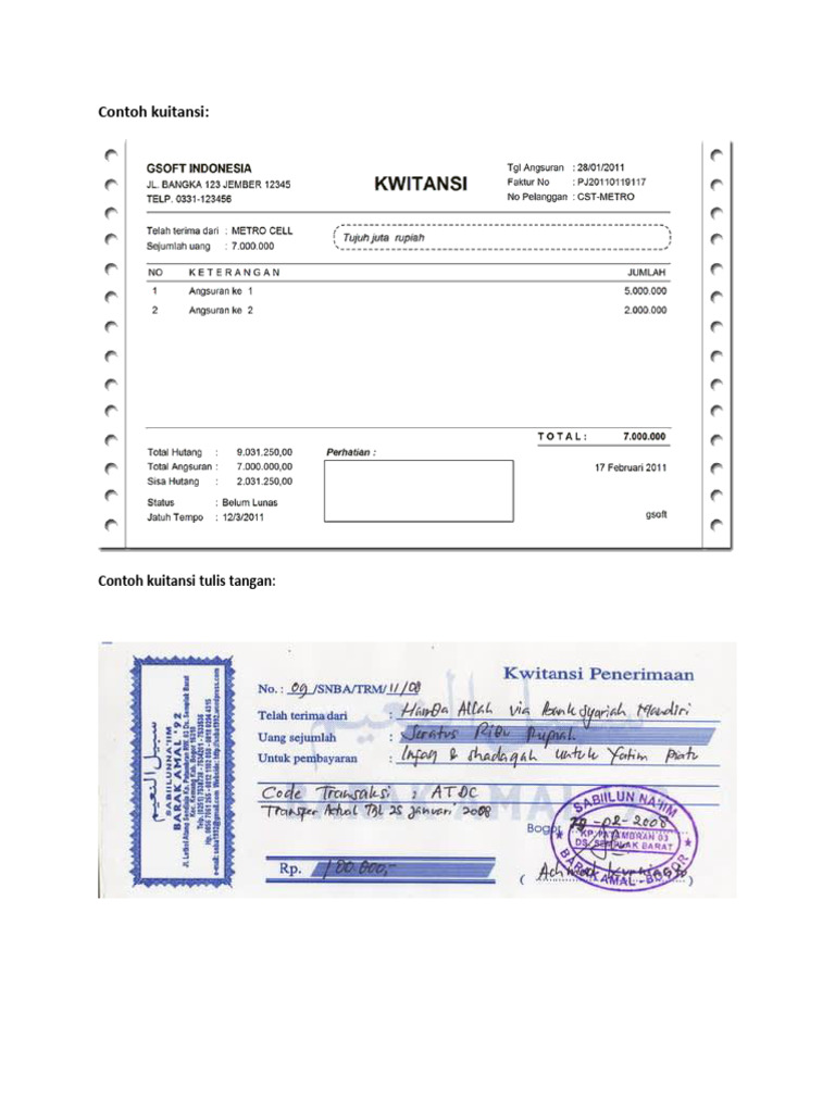 Contoh Kuitansi | PDF