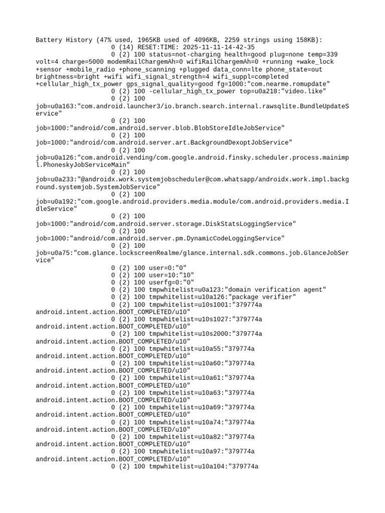 Standby Dump Batterystats 2025 1112 173629 | PDF