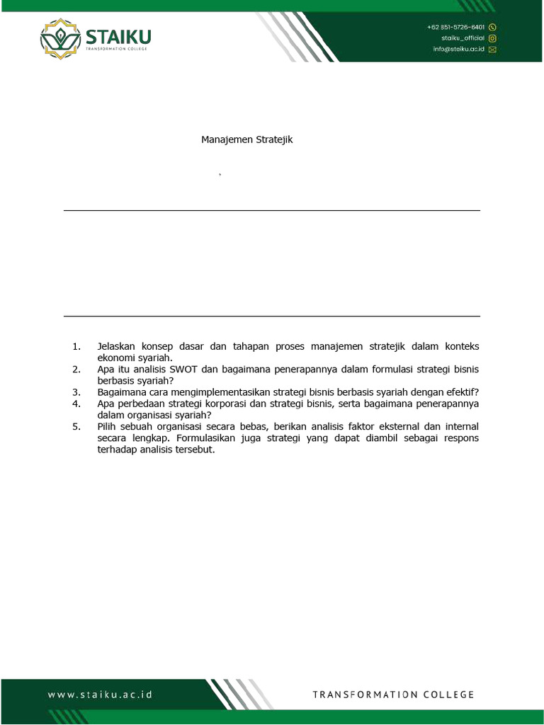 Manajemen Stratejik Uts Ganjil | PDF