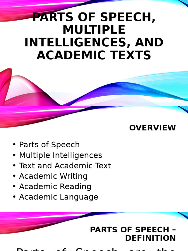 Parts of Speech and Academic Texts | PDF | Part Of Speech | Intelligence