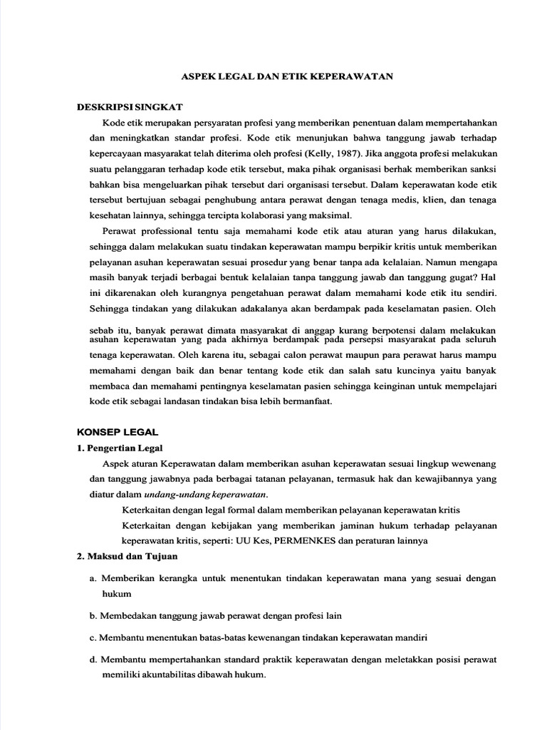 PDF Aspek Legal Dan Etik Keperawatan Compress | PDF