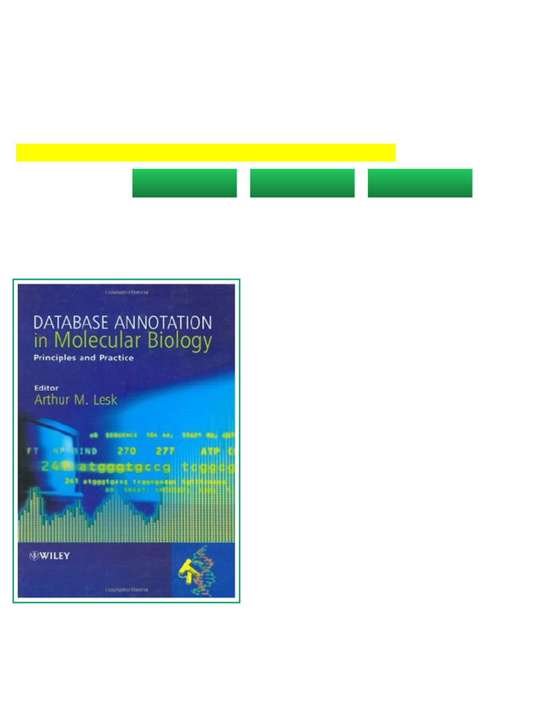 Database Annotation in Molecular Biology Principles and Practice 1st ...