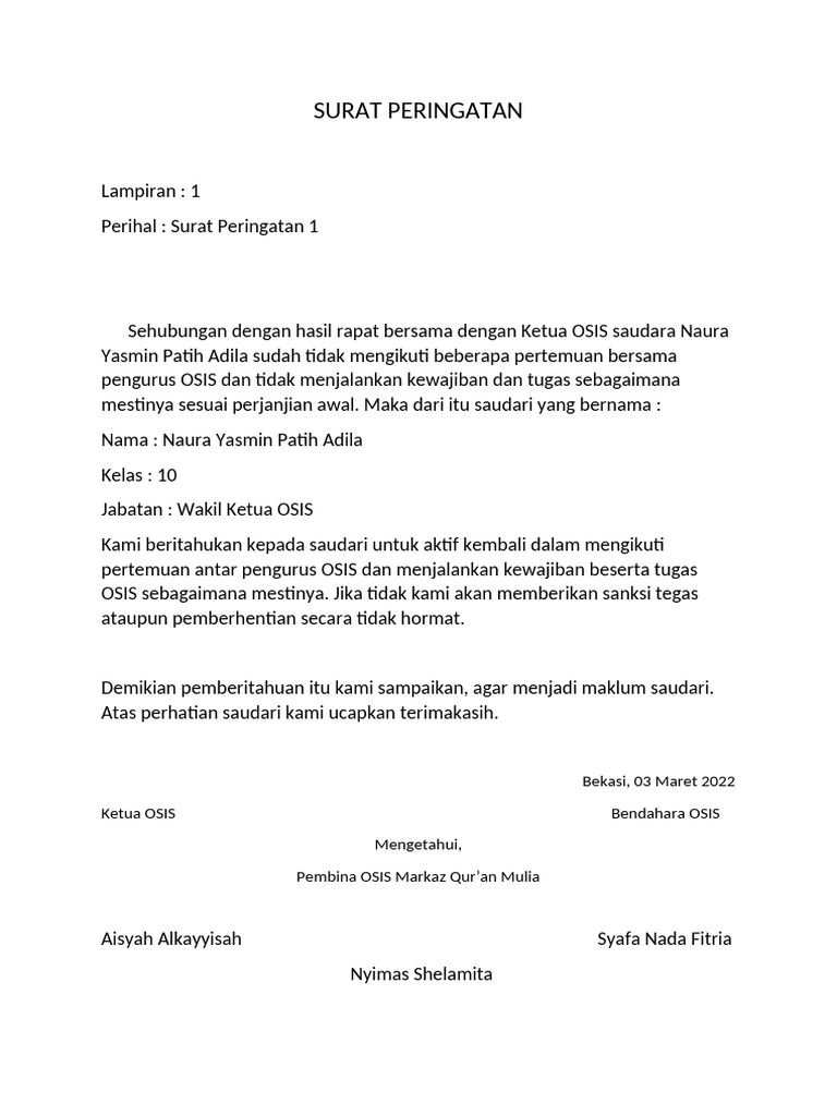 Surat Peringatan | PDF