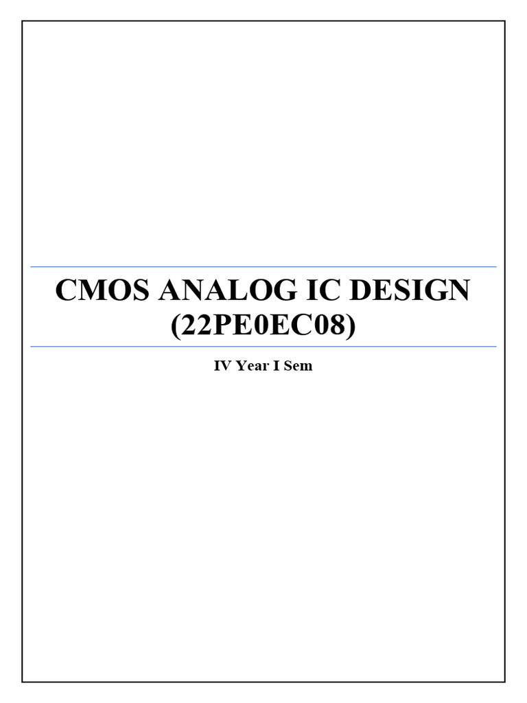 CMOS Analog IC Design Unit - 1 Notes | PDF | Mosfet | Field Effect ...