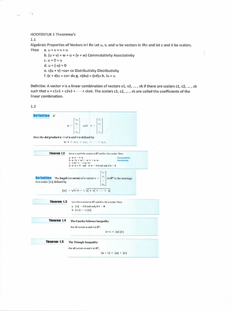 Theorems Matrix Algebra | PDF