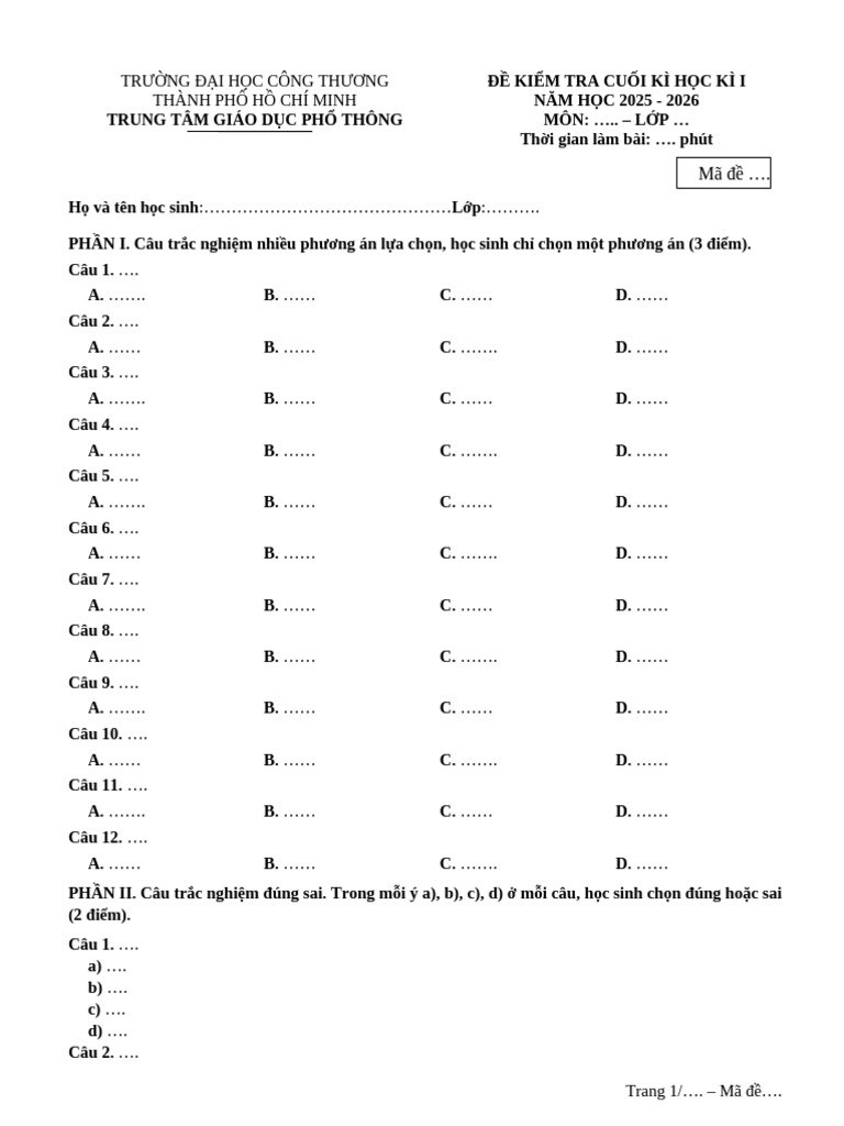 Đề Kt Trắc Nghiệm-Toán, Lí, Hóa, Sinh, Địa | PDF