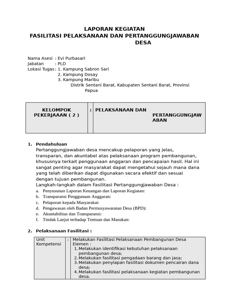 Template Laporan KP-2 PLD Evi | PDF
