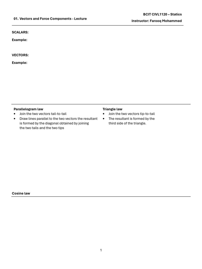 01 Vectors and Force Components | PDF | Euclidean Vector | Rotation