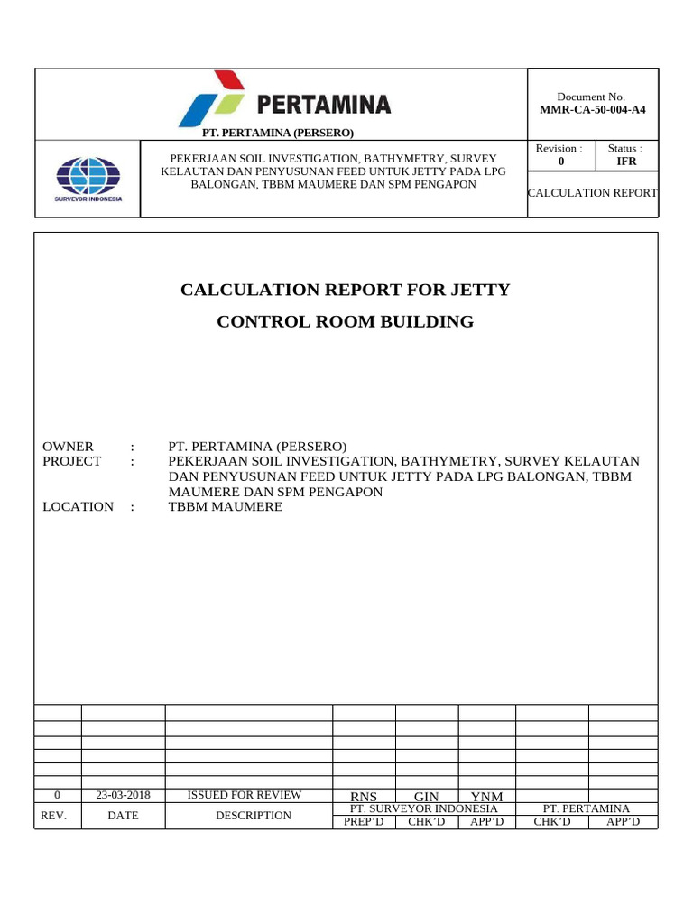 MMR-CA-50-004-A4 Calculation For Jetty Control Room Building | PDF
