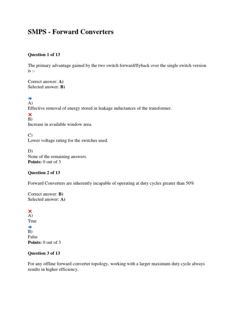 SMPS - Forward Converters: Question 1 of 13 | PDF | Power Supply ...