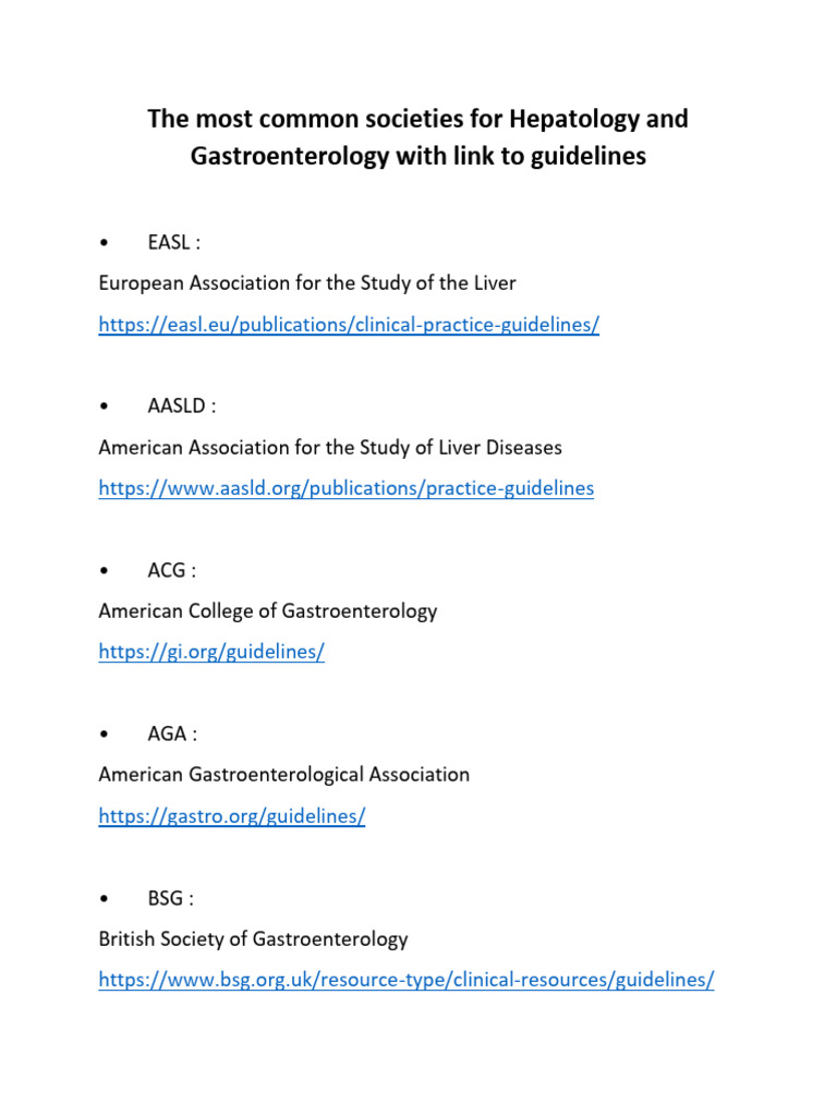 Key Hepatology and Gastroenterology Guidelines | PDF