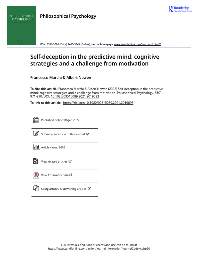 Self-Deception in The Predictive Mind Cognitive Strategies and A ...