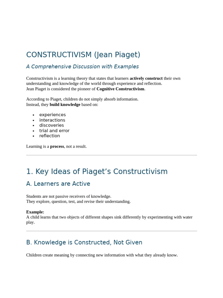 Constructivism Jean Piaget | PDF | Constructivism (Philosophy Of ...