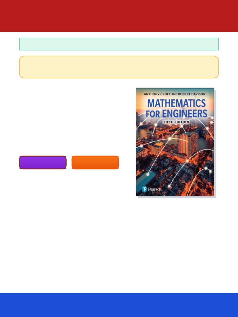 Mathematics For Engineers 5th New Edition Anthony Croft / Robert ...
