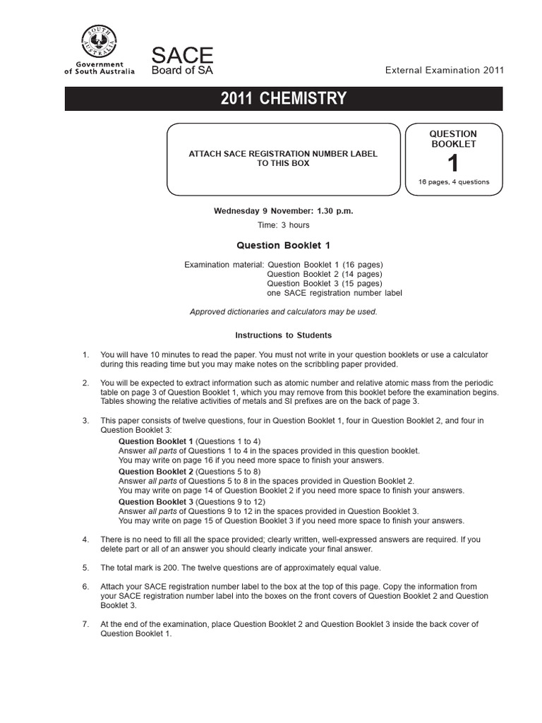 2011 Sace Exam | PDF | Methanol | Carboxylic Acid