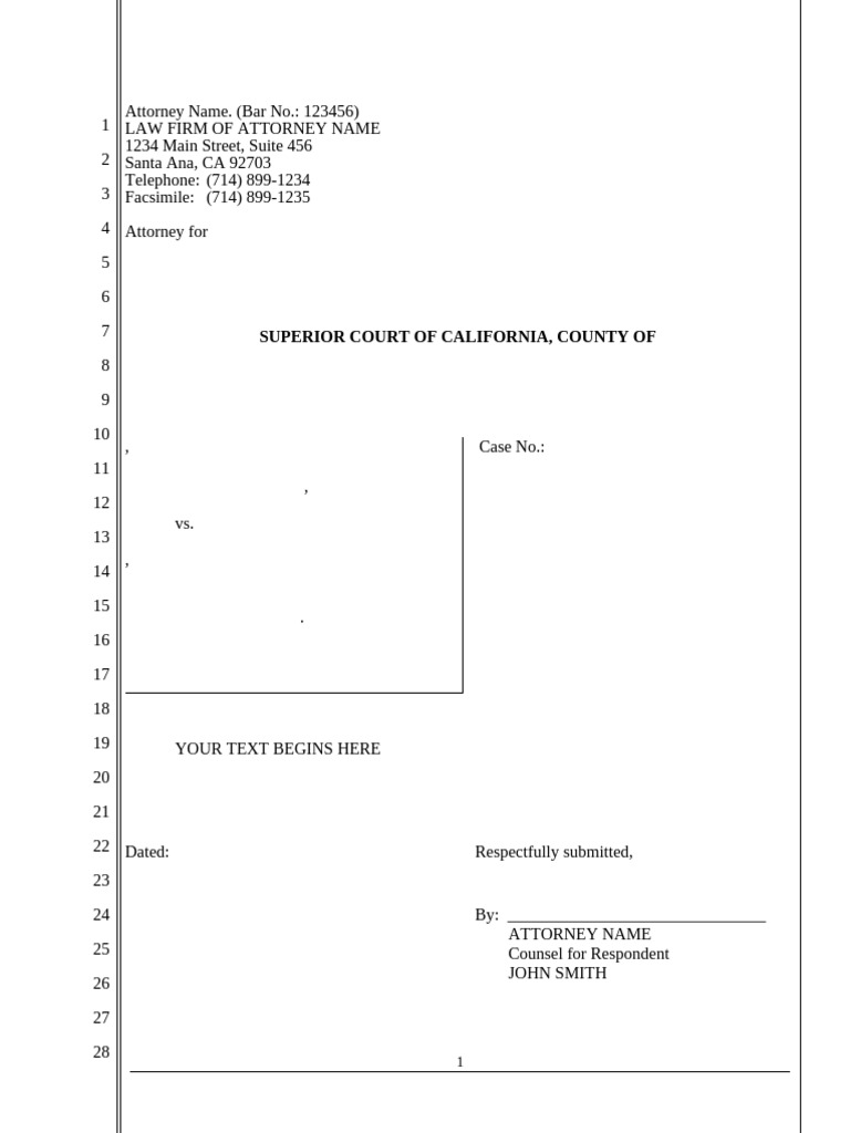 California Court Case Document Template | PDF | Complaint | Judiciaries