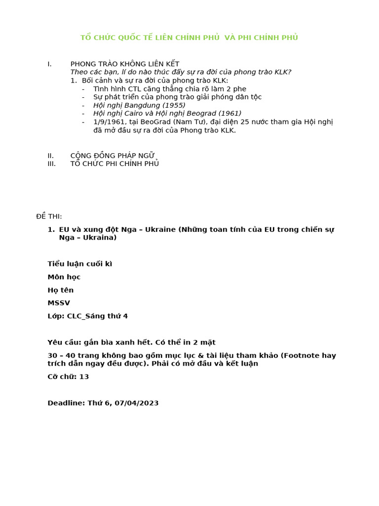 BÀI 5 - NGO & IGO | PDF
