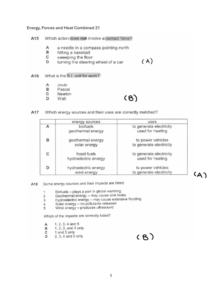 Energy J Forces and Heat 21-1 | PDF