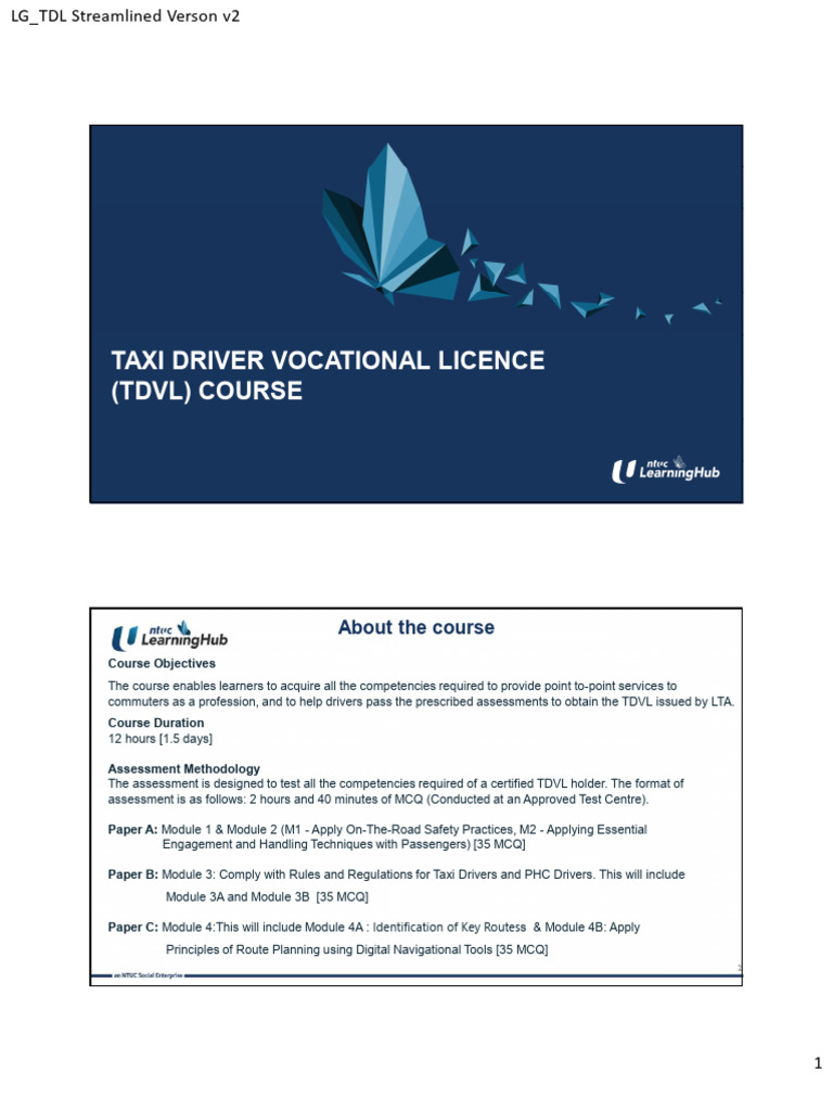 TDVL Course for Taxi Drivers in Singapore | PDF | Diabetes | Fat