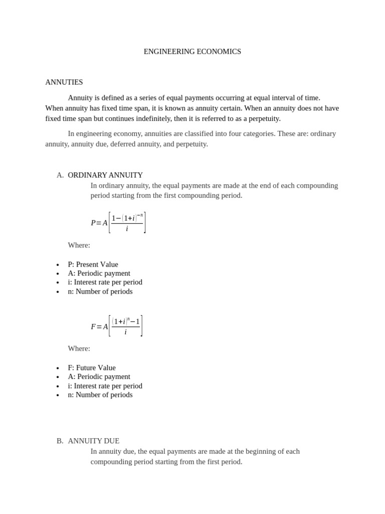 Understanding Annuities in Engineering Economics | PDF | Money | Economies