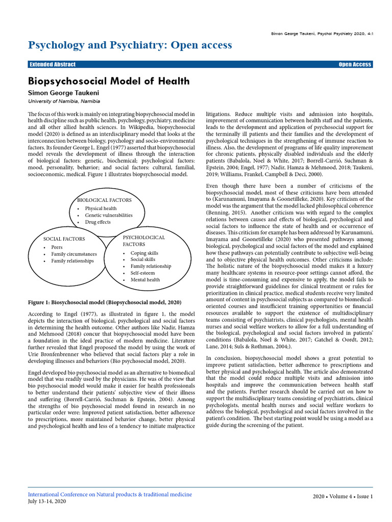 Biopsychosocial Model in Health Care | PDF | Psychology | Psychiatry
