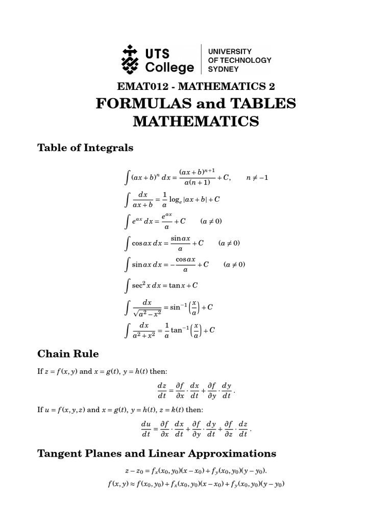 EMAT012 S3 2025 Formula-Table Booklet | PDF | Probability Distribution ...