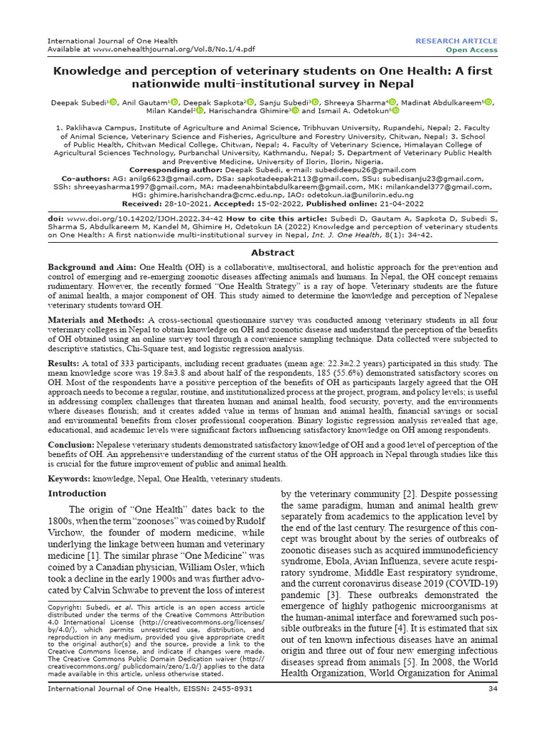 Knowledge and Perception of Veterinary S | PDF | Survey Methodology ...