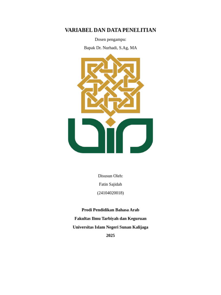 Variabel Dan Data Penelitian | PDF