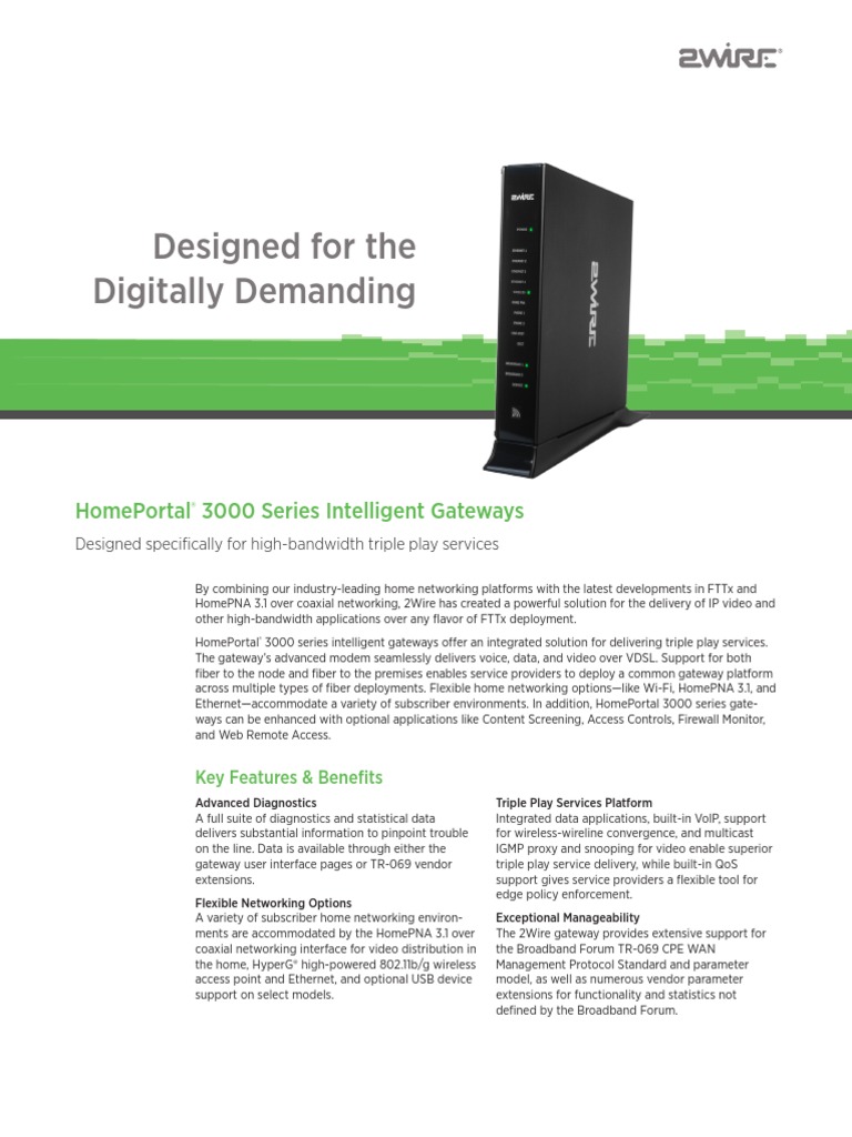Plugin-2wire Home Portal 3000 Brochure | PDF | Voice Over Ip | Computer ...
