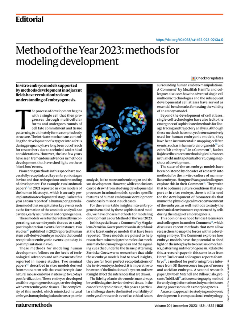 0-Method of The Year 2023: Methods For Modeling Development | PDF ...