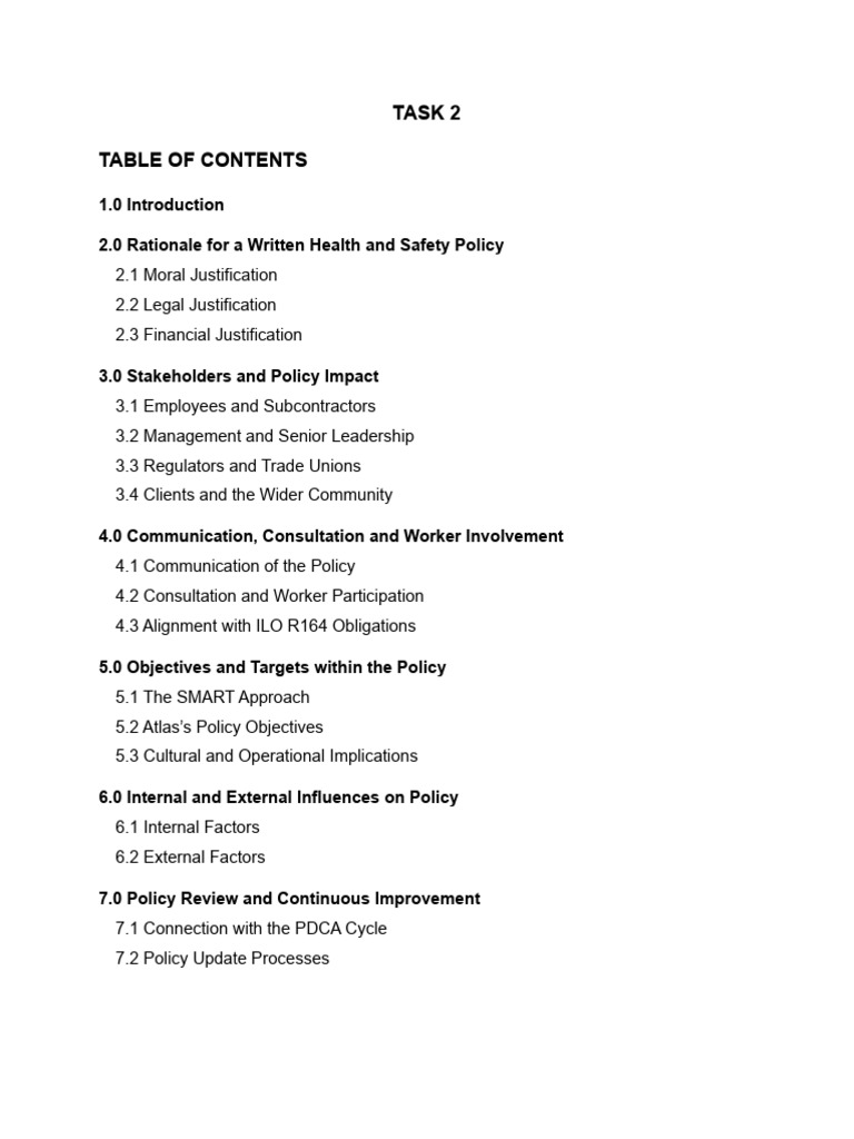 Health and Safety Policy Analysis Guide | PDF | Regulatory Compliance ...