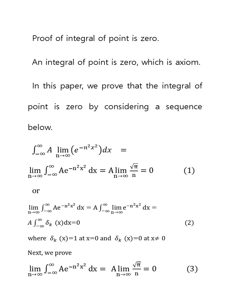 Proof of Zero Integral of Point Function | PDF | Function (Mathematics ...