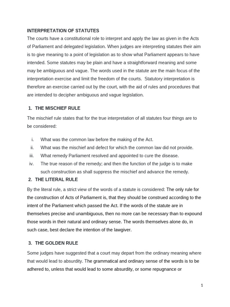 Statutory Interpretation Methods Explained | PDF | Statutory ...