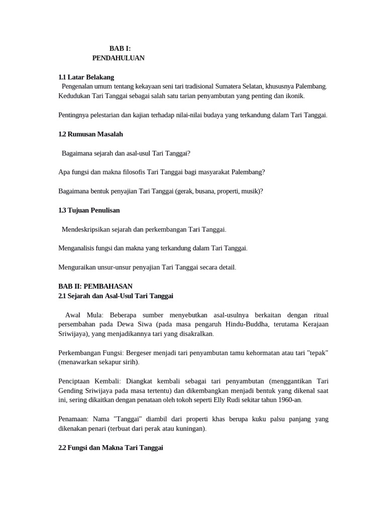 Sejarah dan Makna Tari Tanggai Palembang | PDF