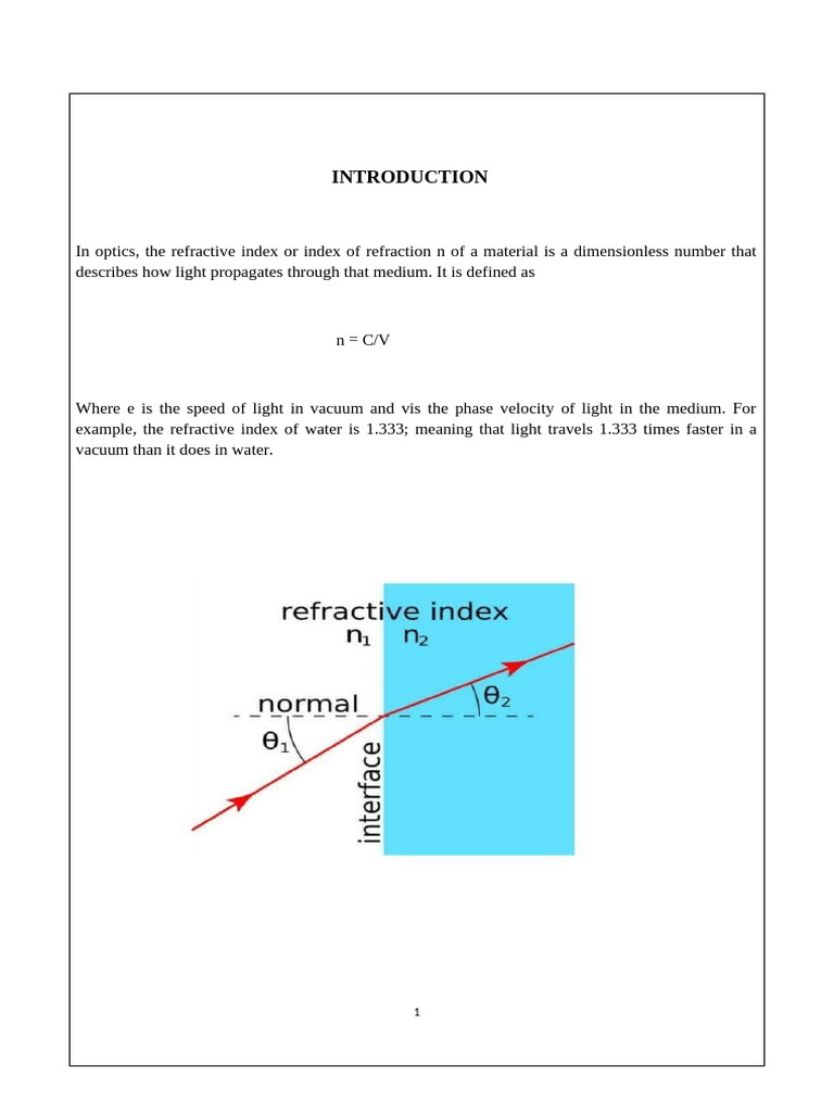 Measuring Refractive Index of Water and Oil | PDF | Refractive Index ...