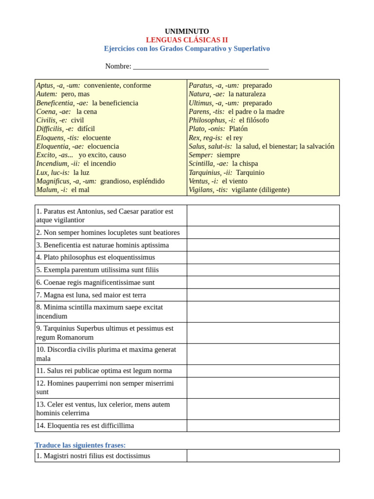 Ejercicios Con El Grado Comparativo y Superlativo - 3 | PDF