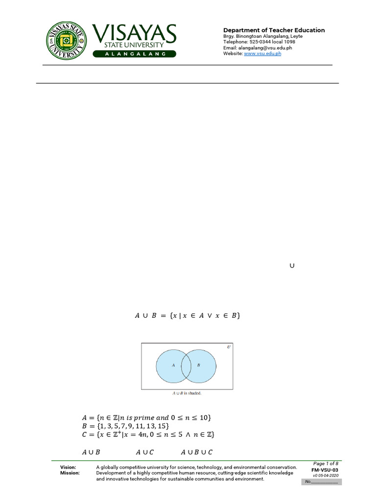 Set Operations and Identities Explained | PDF | Intersection (Set ...