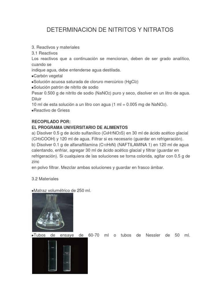 Determinacion de Nitritos y Nitratos | PDF | Valoración | Química