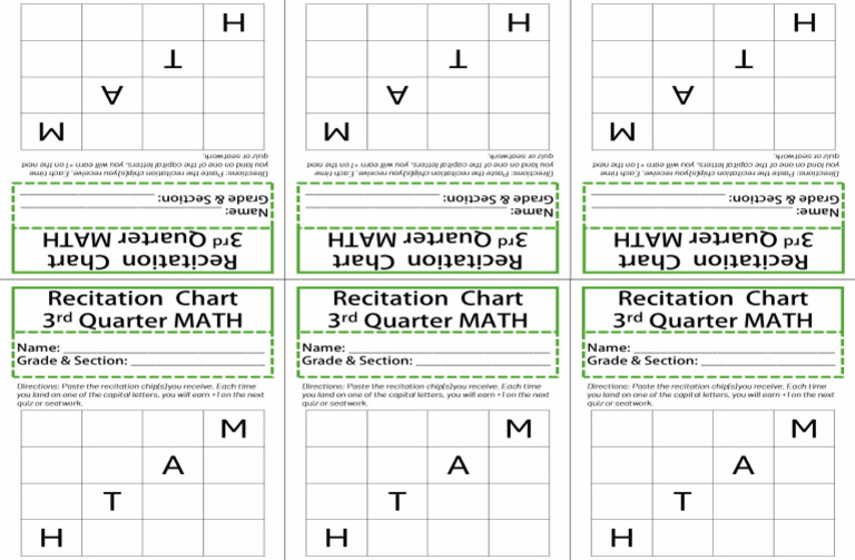 Recitation Chart 3rd Quarter | PDF