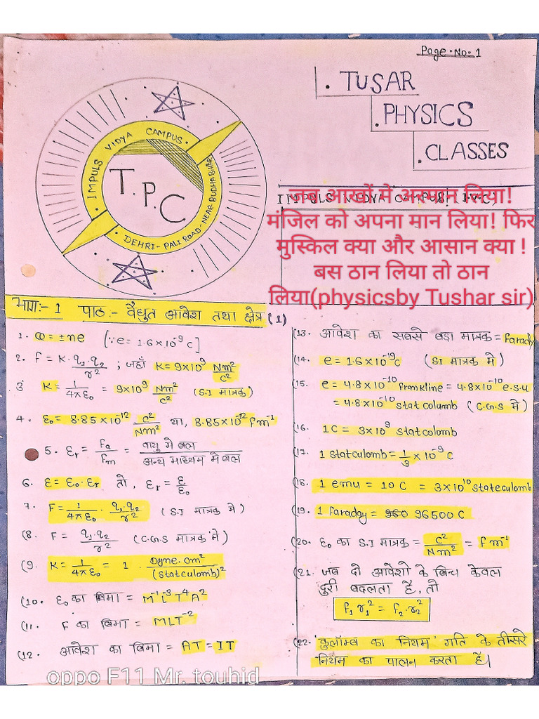 PDF All Formulas of Physics 12th Class PDF | PDF