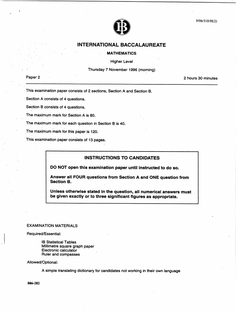 Mathematics Paper 2 HL | PDF