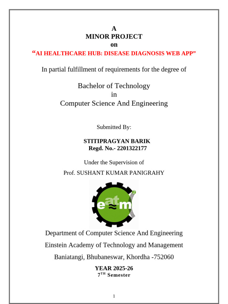 Minor Project Format | PDF | Artificial Intelligence | Intelligence (AI ...